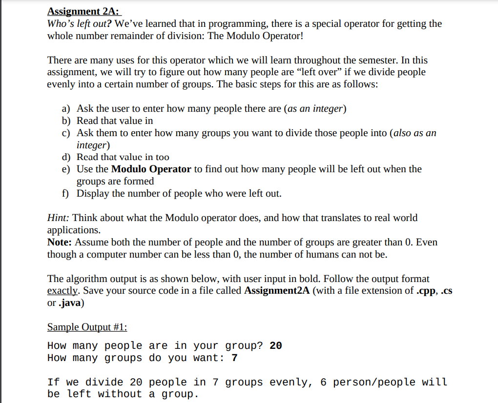 Solved Assignment 2A: Who's left out? We've learned that in | Chegg.com