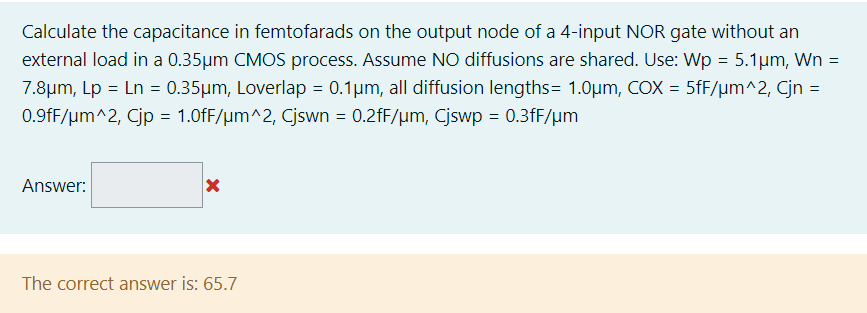 Solved Calculate the capacitance in femtofarads on the | Chegg.com