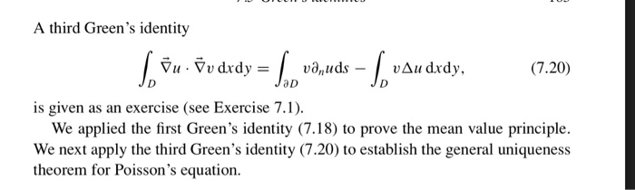 Solved A third Green's identity integral_D nabla u middot | Chegg.com