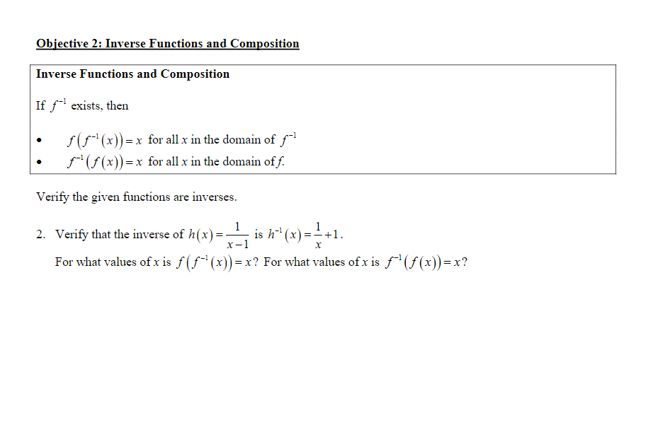 Solved Inverse Functions and Composition If f−1 exists, then | Chegg.com