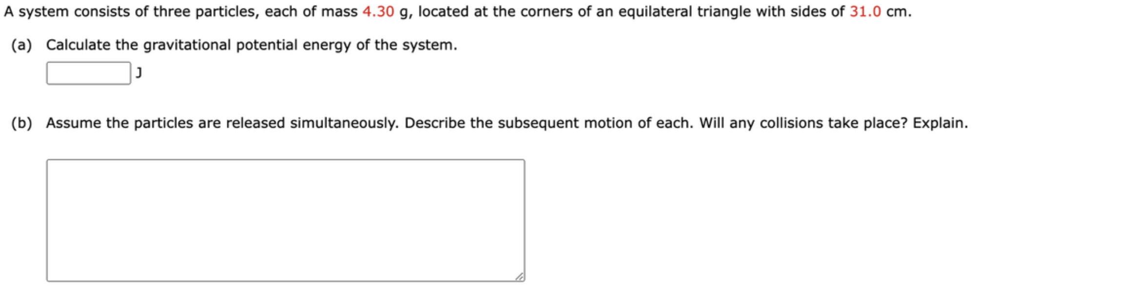Solved A system consists of three particles, each of mass | Chegg.com