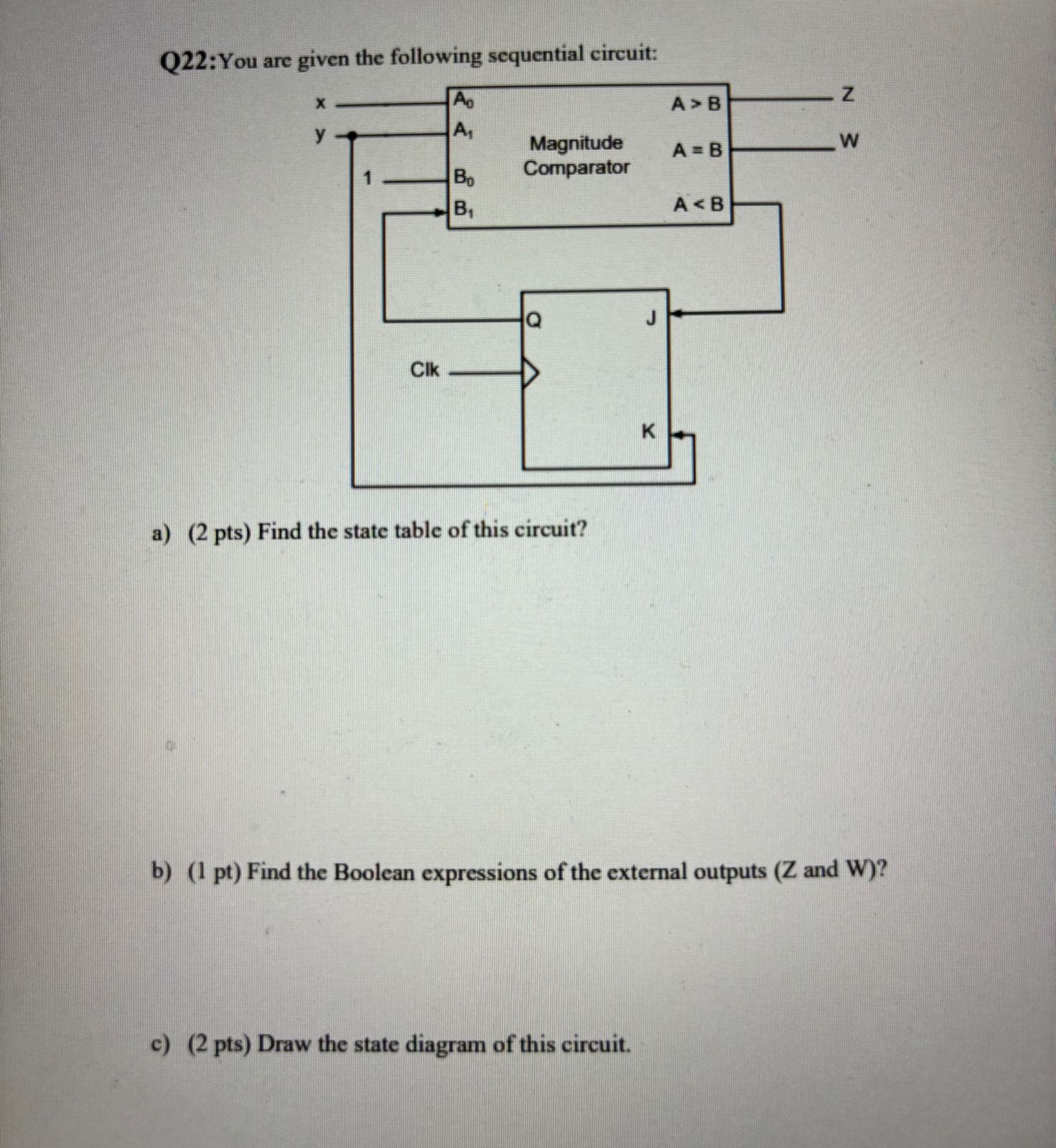 Solved Q22:You are given the following sequential circuit: | Chegg.com