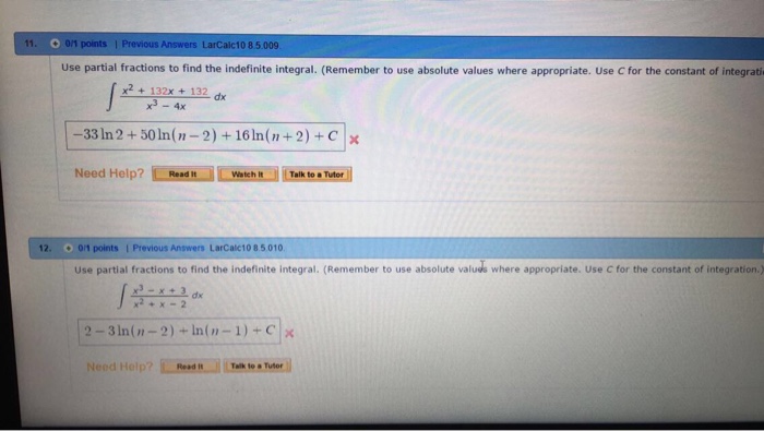 Solved Use partial fractions to find the indefinite | Chegg.com