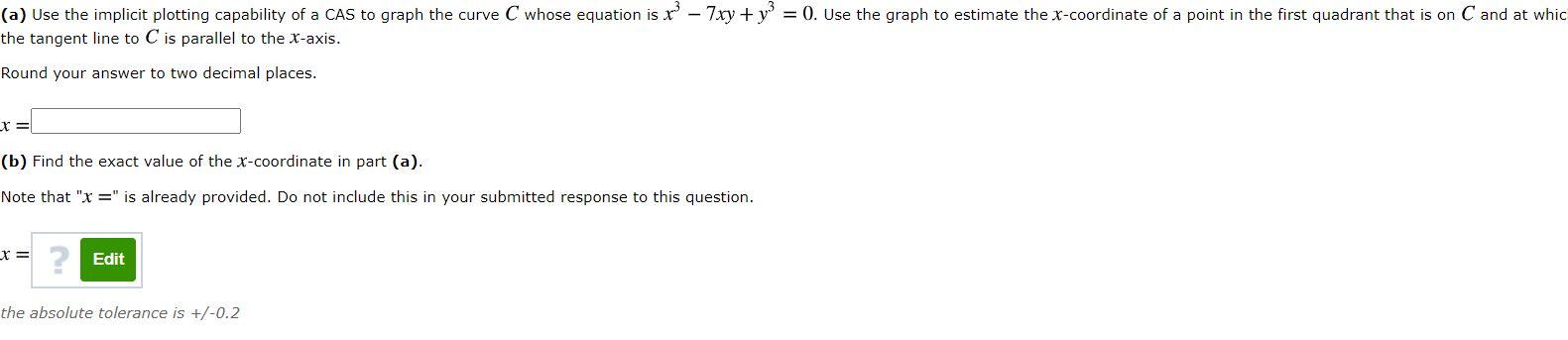 Solved (a) Use the implicit plotting capability of a CAS to | Chegg.com