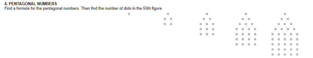Solved 4. PENTAGONAL NUMBERS Find a formula for the | Chegg.com