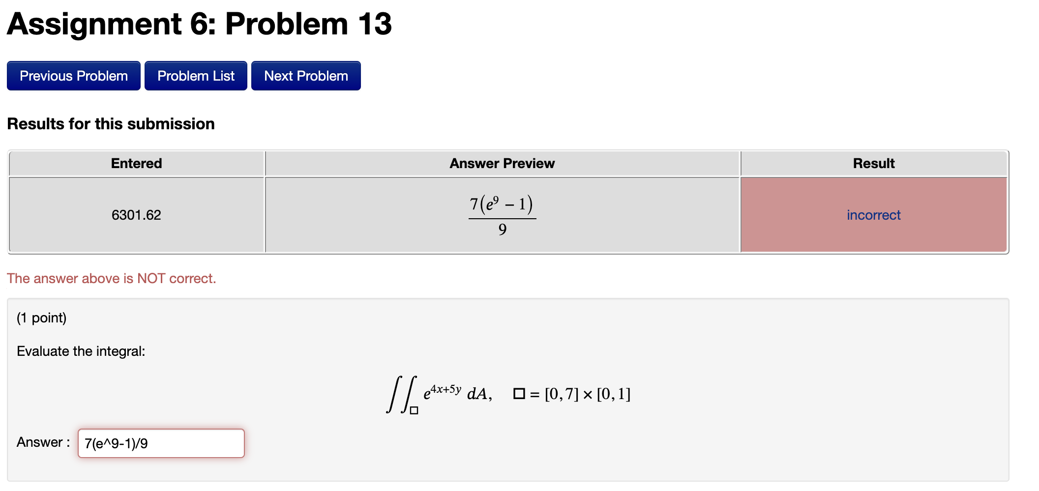 Solved Assignment 6: Problem 13 Results for this submission | Chegg.com