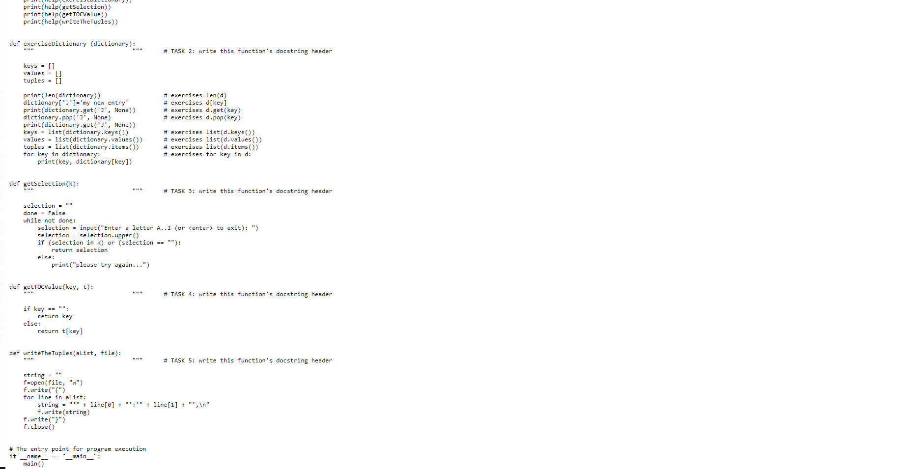 Exercise 9: Functions and Dictionaries Please open | Chegg.com