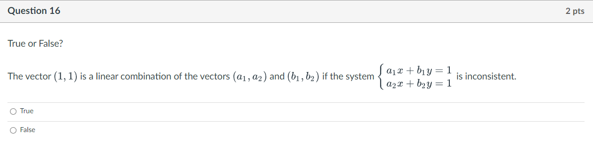 Solved The vector (1,1) is a linear combination of the | Chegg.com