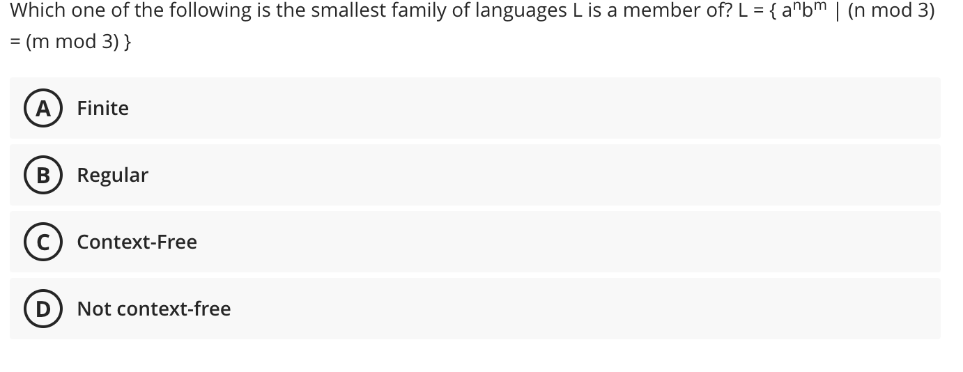 Solved Which one of the following is the smallest family of | Chegg.com
