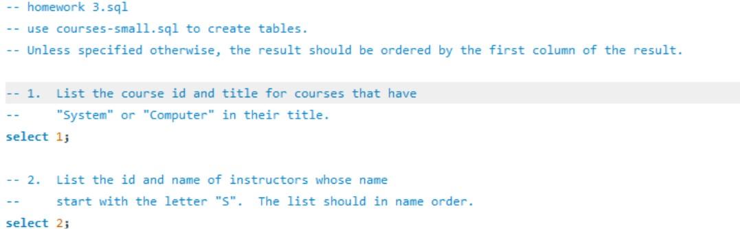 Solved Homework 3 Sql Use Courses Small Sql To Create