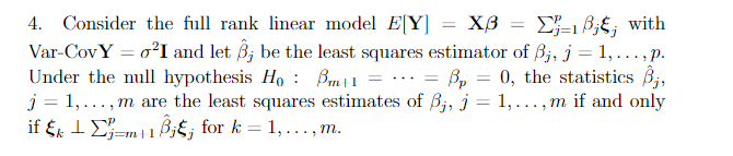 4. Consider the full rank linear model E[Y] X3 | Chegg.com