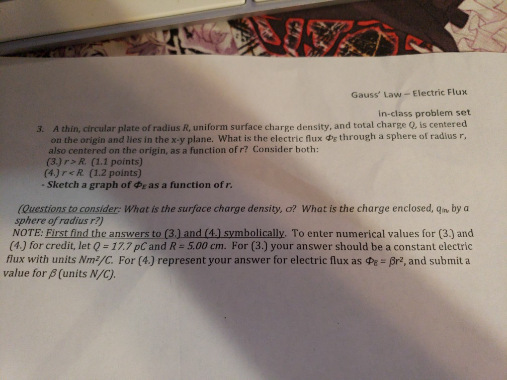 Solved Gauss' Law- Electric Flux in-class problem set 3. A | Chegg.com