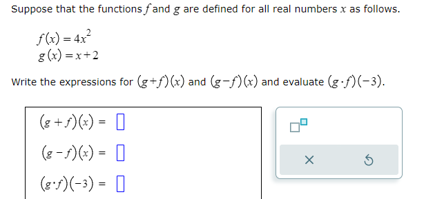 Solved Suppose that the functions f and g are defined for | Chegg.com