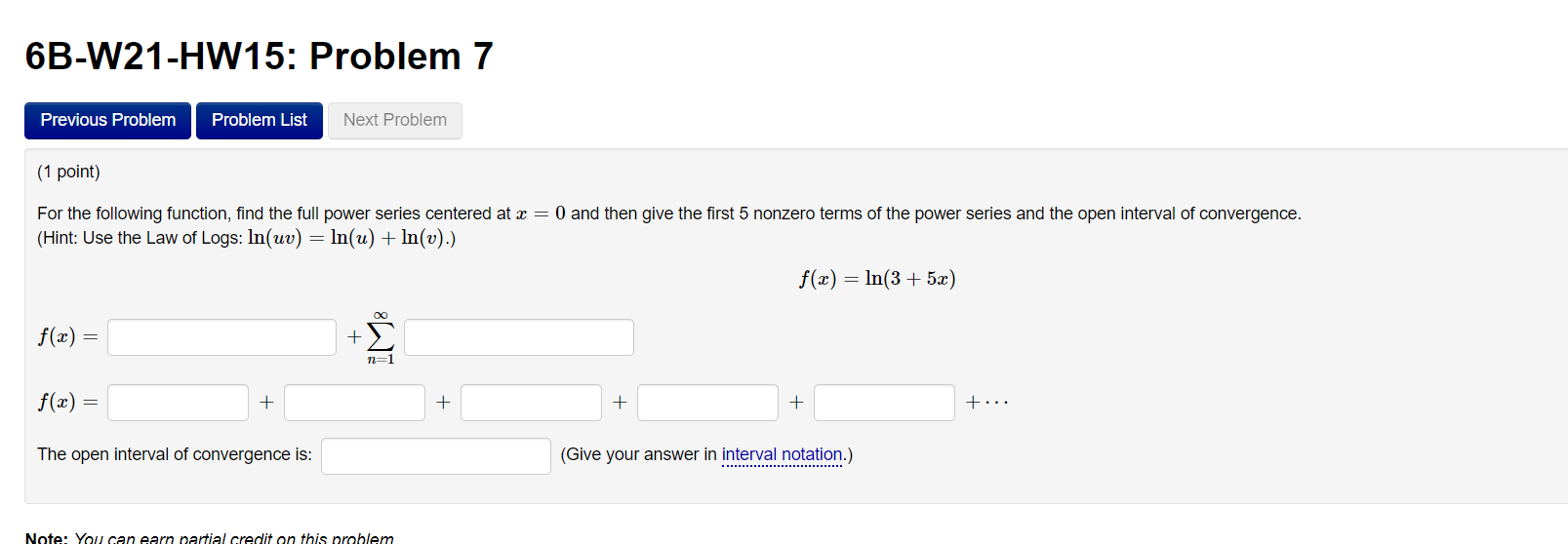 Solved 6B-W21-HW15: Problem 7 Previous Problem Problem List | Chegg.com
