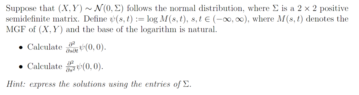 Solved a Suppose that (X,Y) ~ N(0, 2) follows the normal | Chegg.com