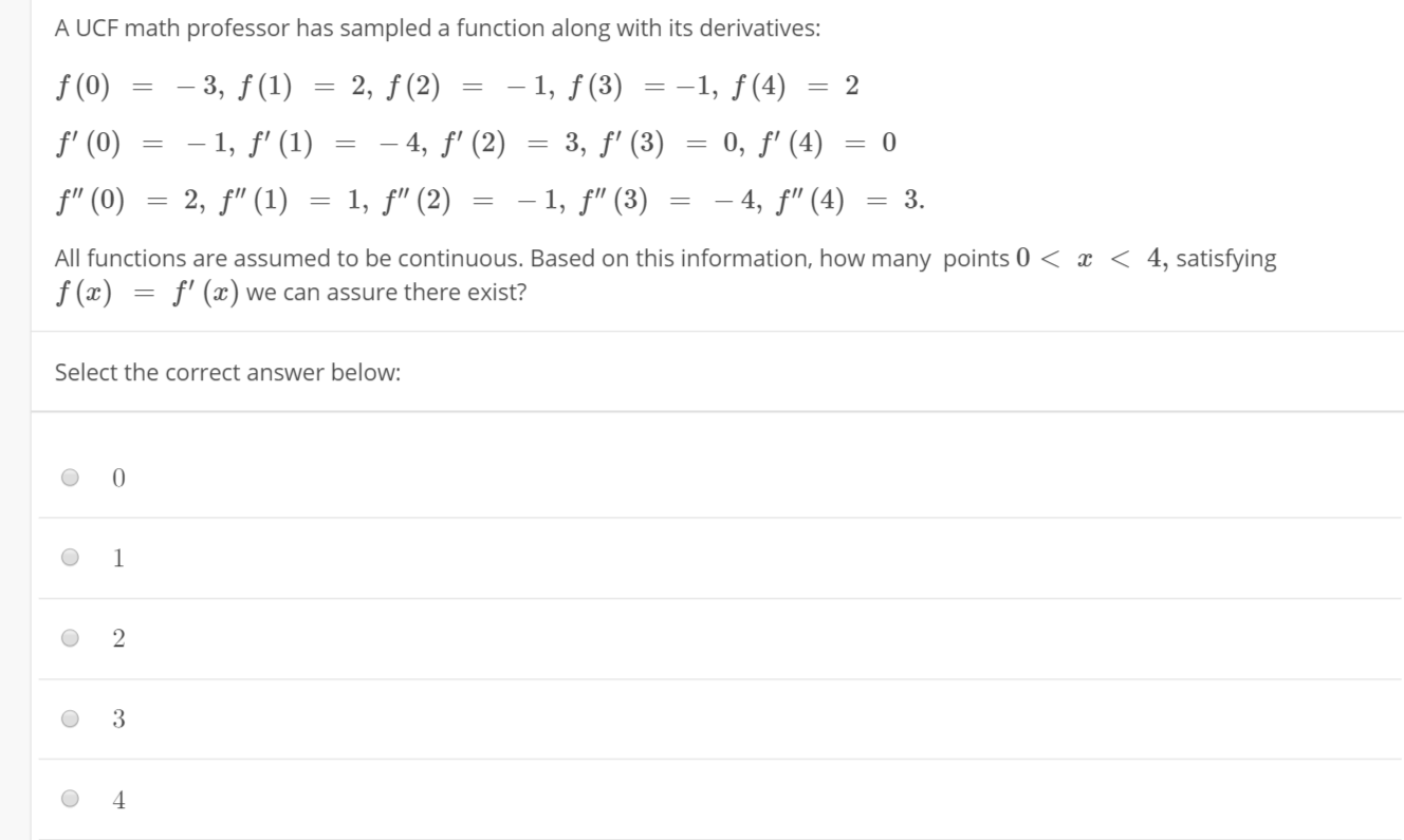 Solved A UCF math professor has sampled a function along | Chegg.com