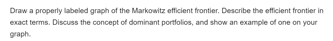 Draw a properly labeled graph of the Markowitz | Chegg.com