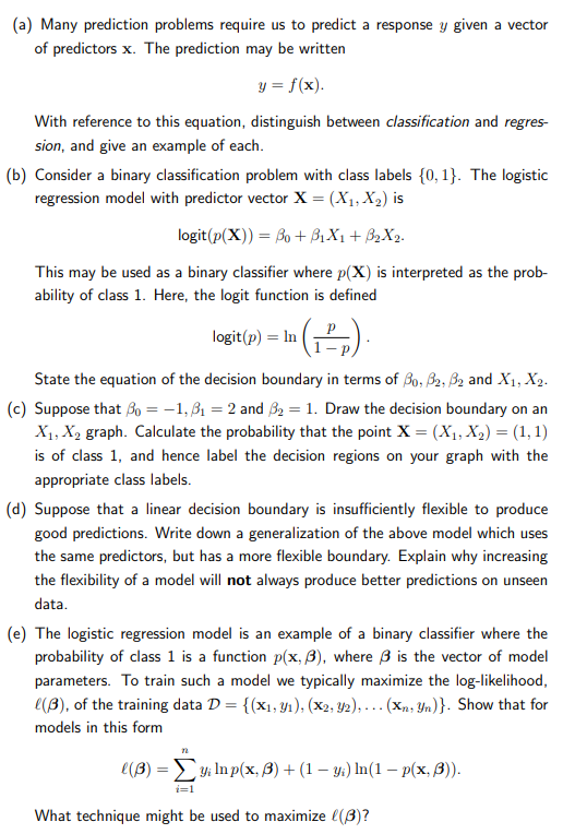 Solved (a) Many prediction problems require us to predict a | Chegg.com