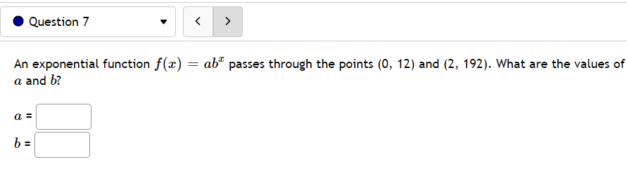 Solved An exponential function f(x)=abx passes through the | Chegg.com