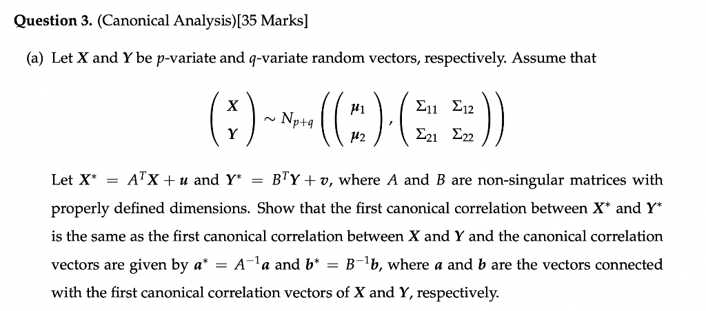 A Let X And Y Be P Variate And Q Variate Random 