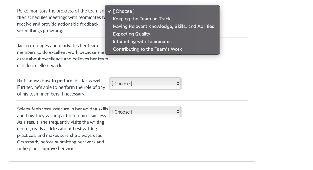Solved Defining Teamwork Dimensions Match each of the Five | Chegg.com