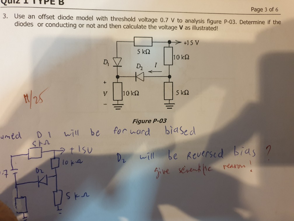 Solved 3. Use an offset diode model with threshold voltage | Chegg.com