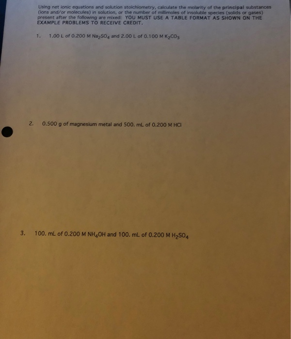Solved Using net ionic equations and solution stoichiometry, | Chegg.com