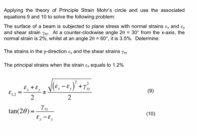 Solved Applying the theory of Principle Strain Mohr's circle | Chegg.com