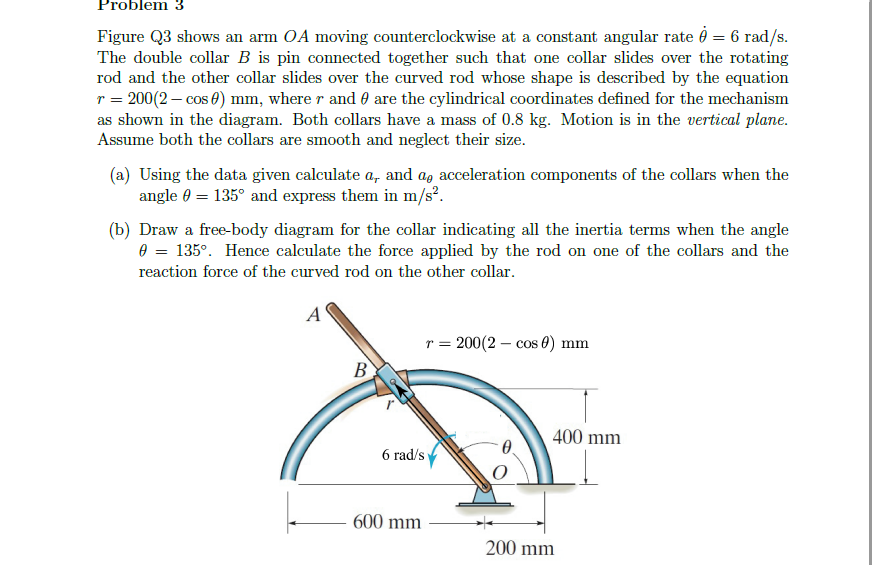 Solved Figure Q3 shows an arm OA moving counterclockwise at | Chegg.com