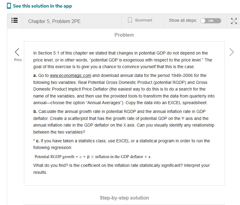 See this solution in the app Chapter 5, Problem 2PE | Chegg.com
