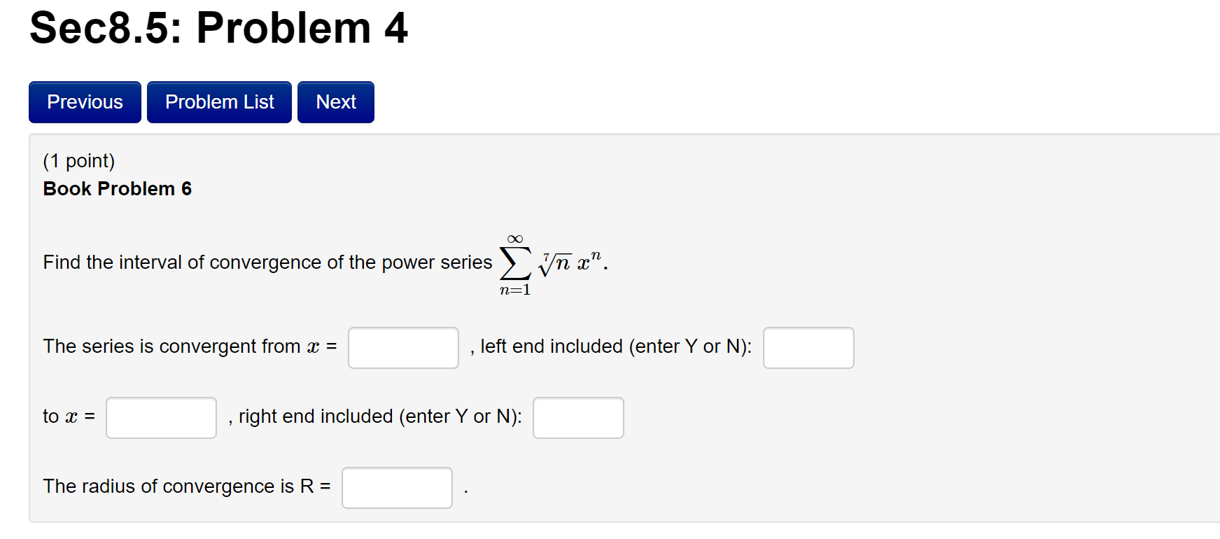 Solved Sec8.5: Problem 4 Previous Problem List Next (1 | Chegg.com