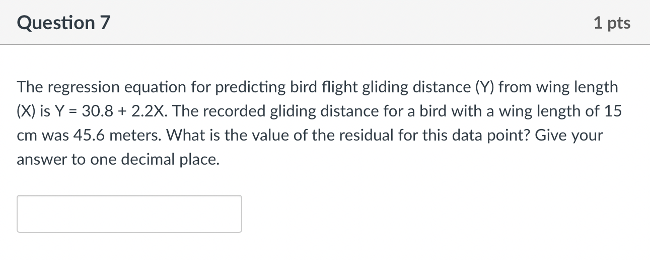 Solved The regression equation for predicting bird flight | Chegg.com