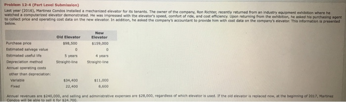 Solved Problem 12-4 (Part Level Submission) Last year | Chegg.com