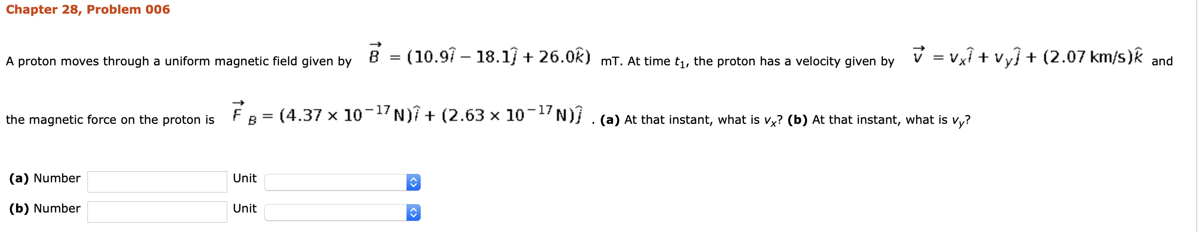 Solved Chapter 28, Problem 006 ven by A proton moves through | Chegg.com