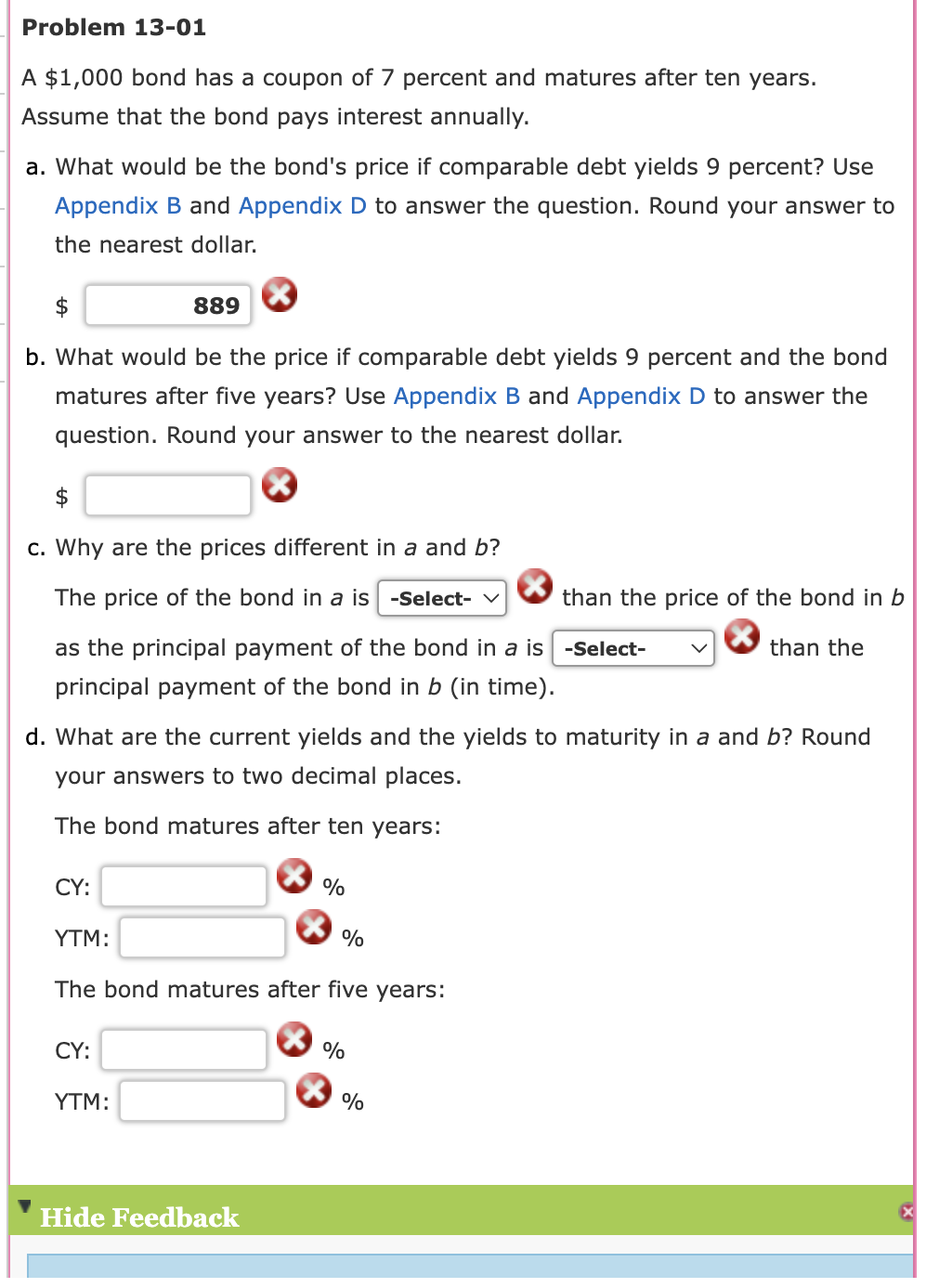 Solved Problem 13-01A $1,000 ﻿bond has a coupon of 7 | Chegg.com
