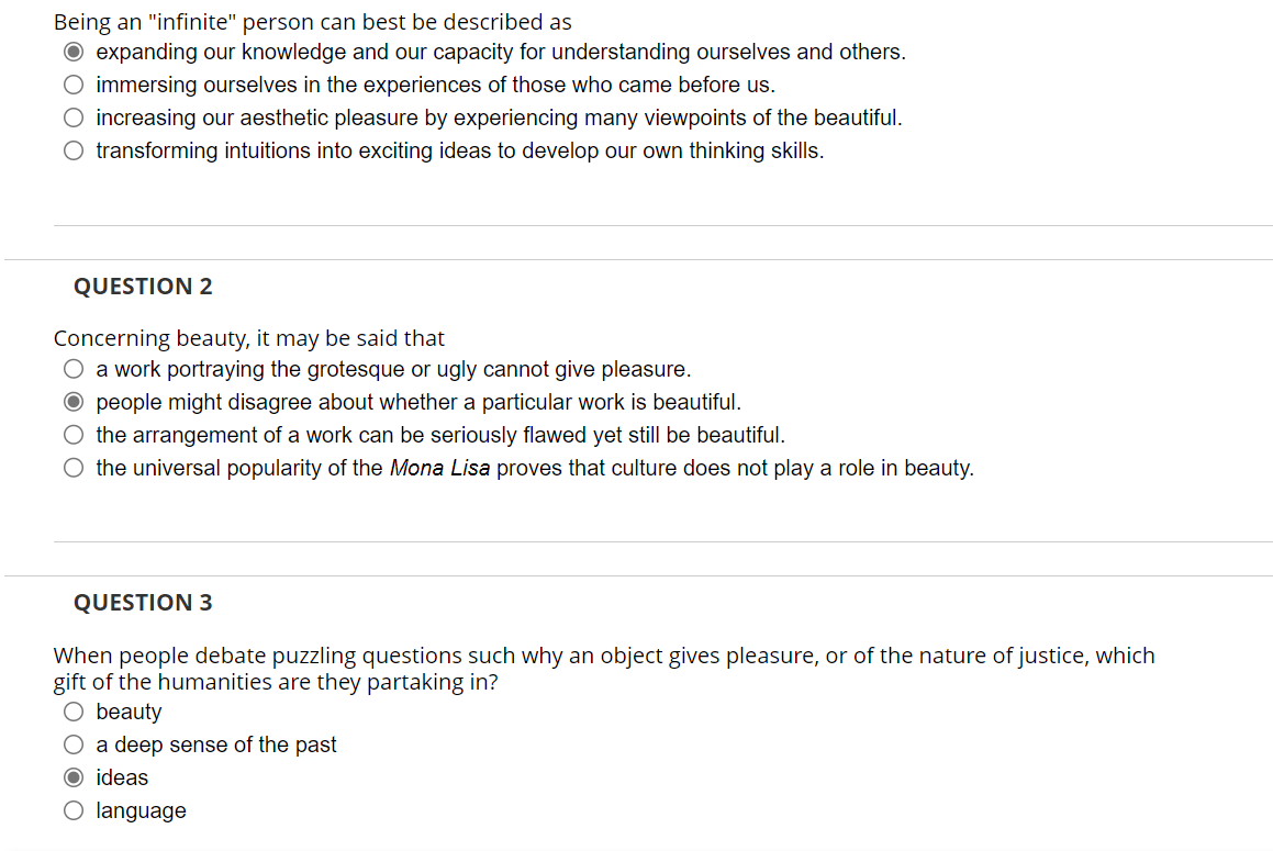 Solved Being an "infinite" person can best be described as | Chegg.com