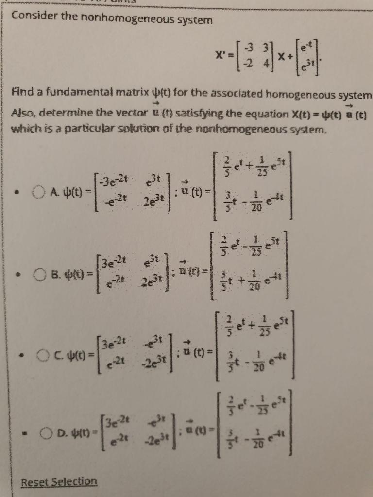 Solved Consider the nonhomogeneous system X'= Find a | Chegg.com