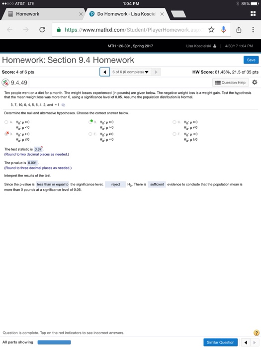 Solved ooo AT&T LTE 1:03 PM 85% Homework Do Homework-Lisa | Chegg.com