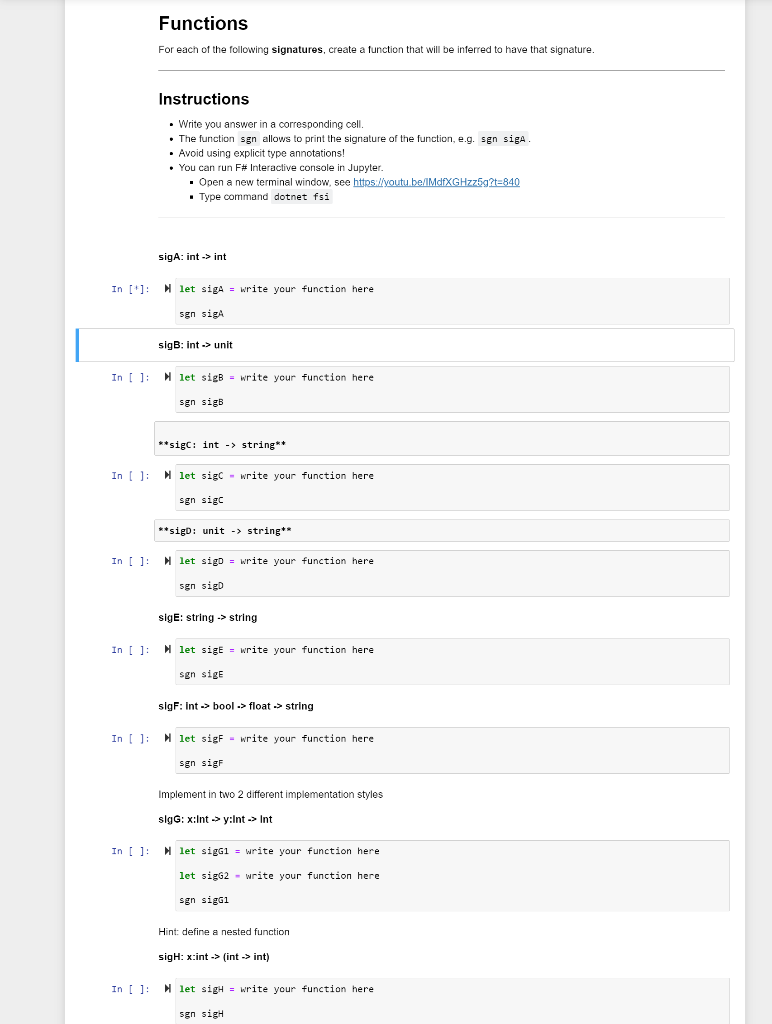 Functions For each of the following signatures, | Chegg.com