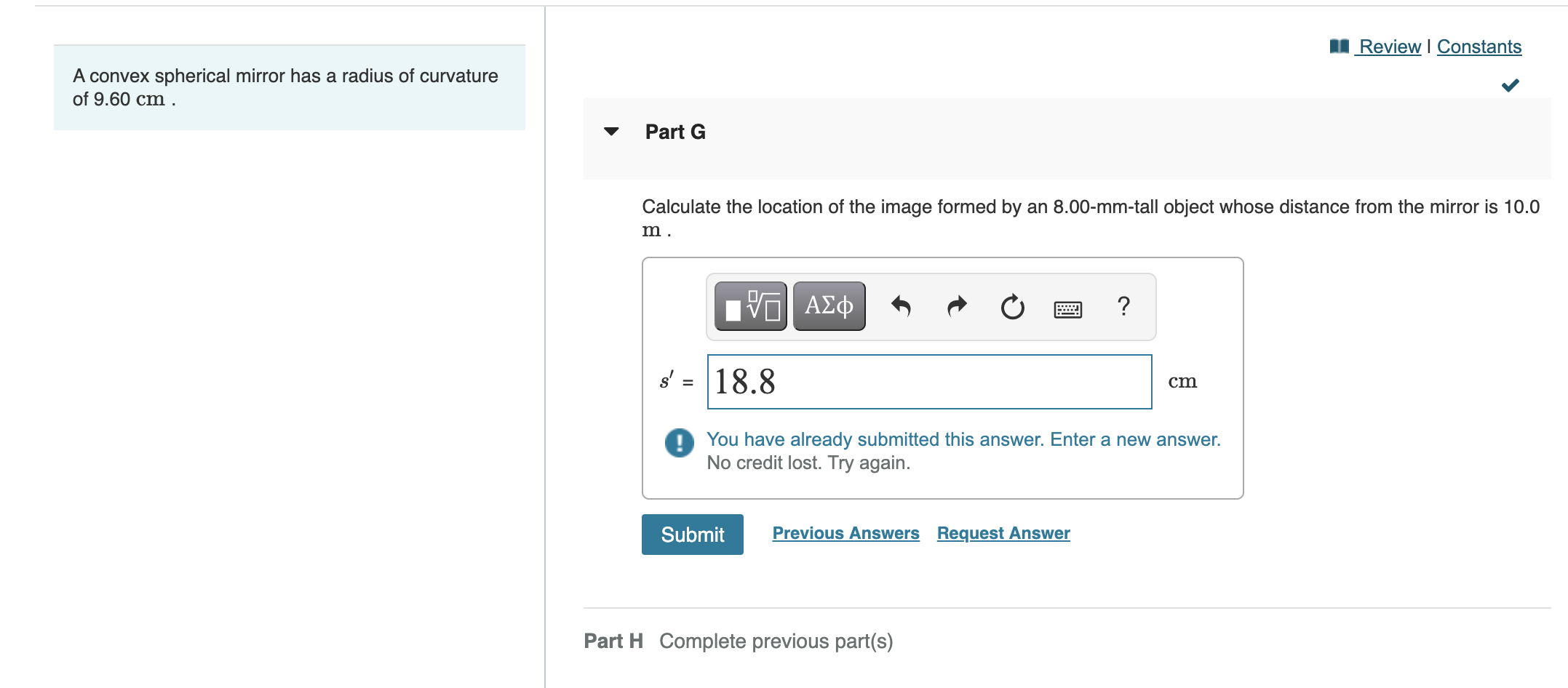 Solved 1. A convex spherical mirror has a radius of | Chegg.com