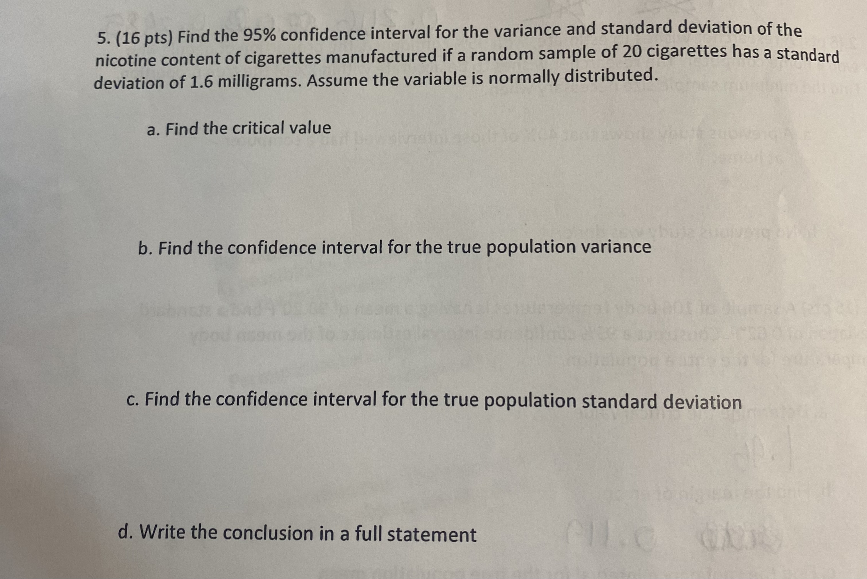Solved 5. (16 pts) Find the 95\% confidence interval for the | Chegg.com Solved 5. (16 pts) Find the 95\% confidence interval for the | Chegg.com