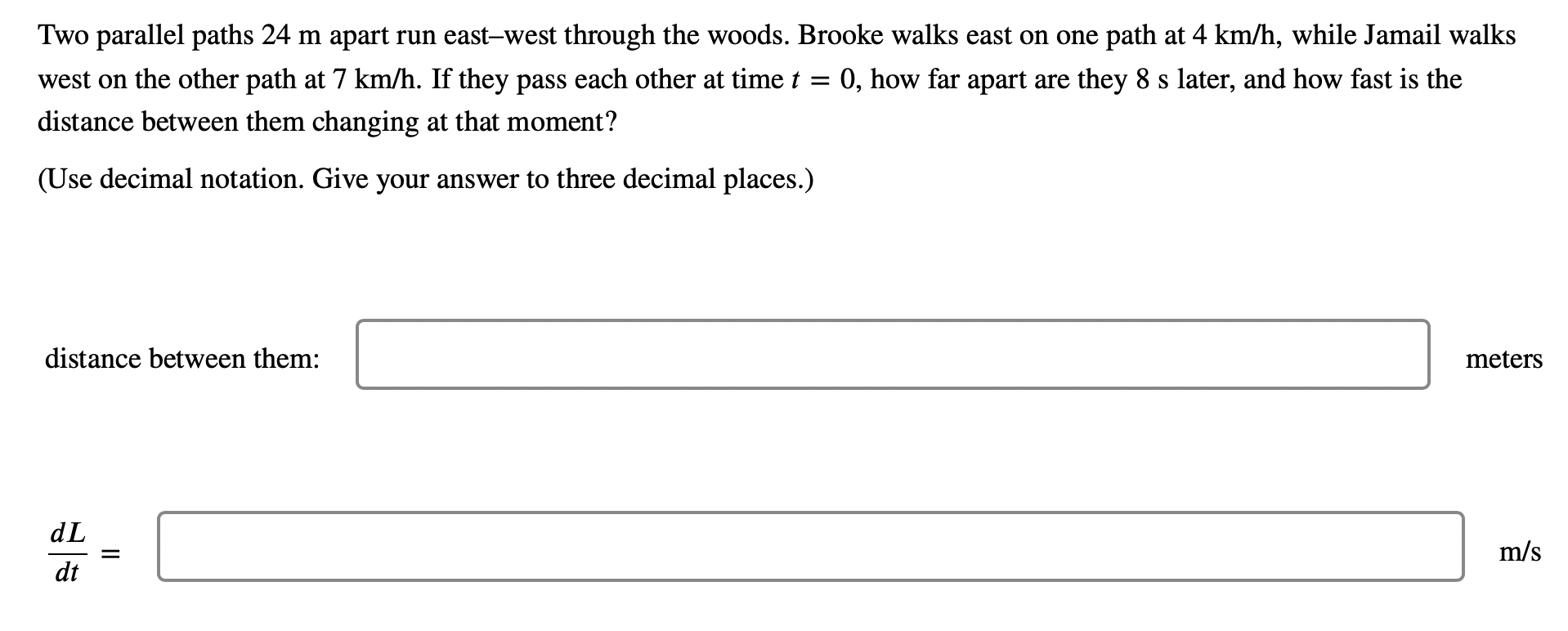 Solved Two parallel paths 24 m apart run east–west through | Chegg.com
