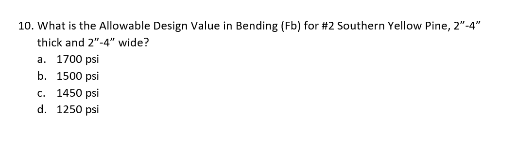 10. What is the Allowable Design Value in Bending | Chegg.com