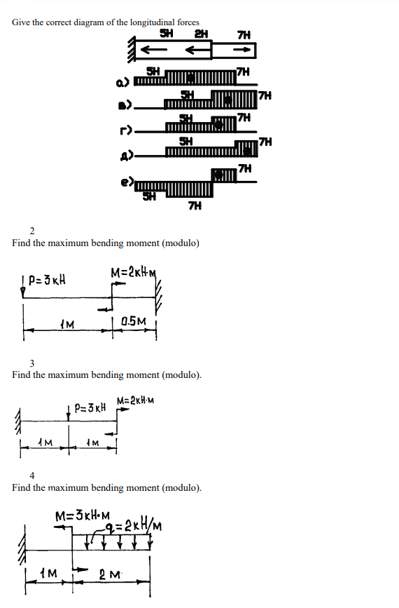 Solved Give the correct diagra 2 Find the maximum bending | Chegg.com