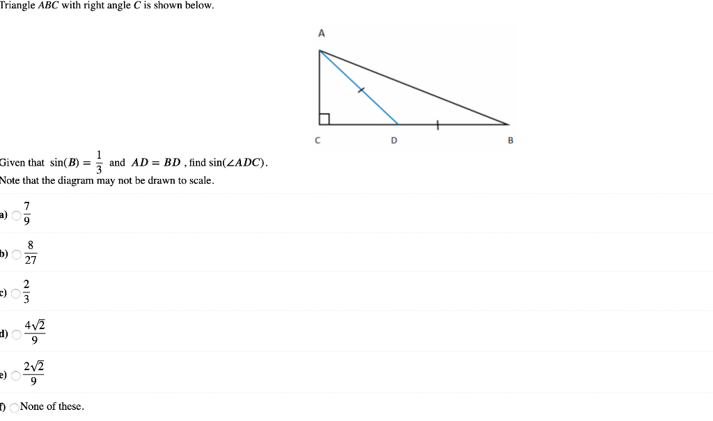 Solved Triangle ABC with right angle C is shown below. Given | Chegg.com