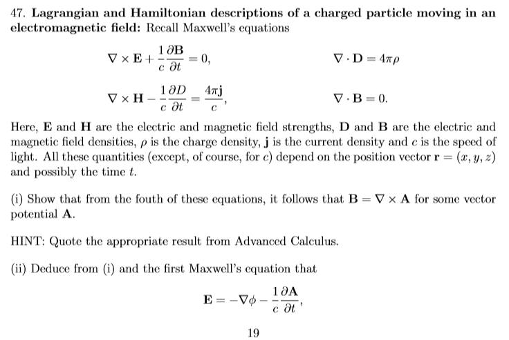 47. Lagrangian and Hamiltonian descriptions of a | Chegg.com