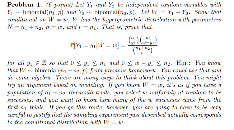 Solved W41 w Problem 1. (6 points) Let Yi and Y2 be | Chegg.com