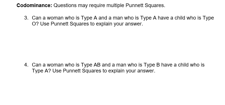 Solved Codominance: Questions may require multiple Punnett | Chegg.com