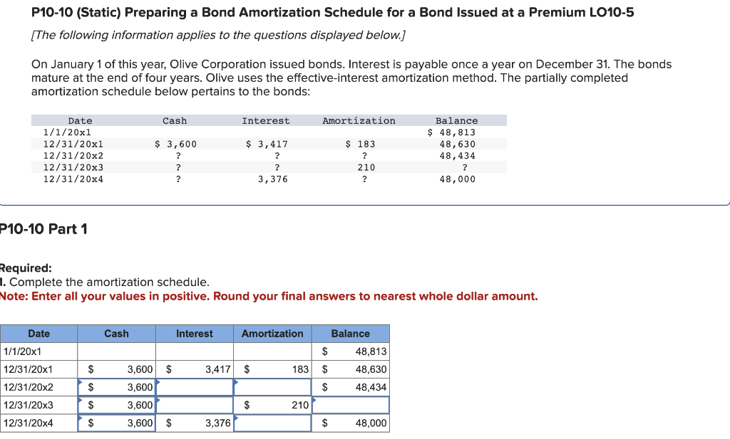 Solved P10-10 (Static) Preparing a Bond Amortization | Chegg.com