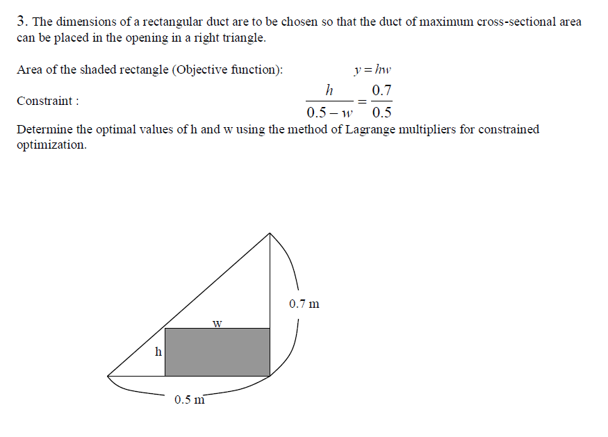 Solved 3. The dimensions of a rectangular duct are to be | Chegg.com